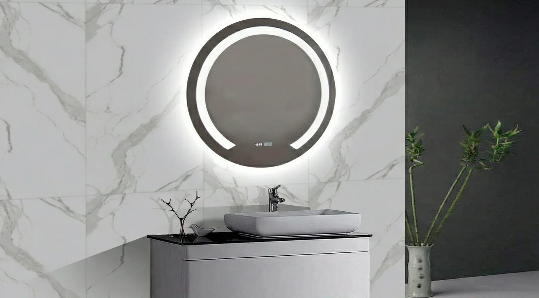 ALLAPSA ESPEJO TOUCH CON LUZ LED Y BLUETOOTH OVAL 79X79 CM – Vitro Hogar